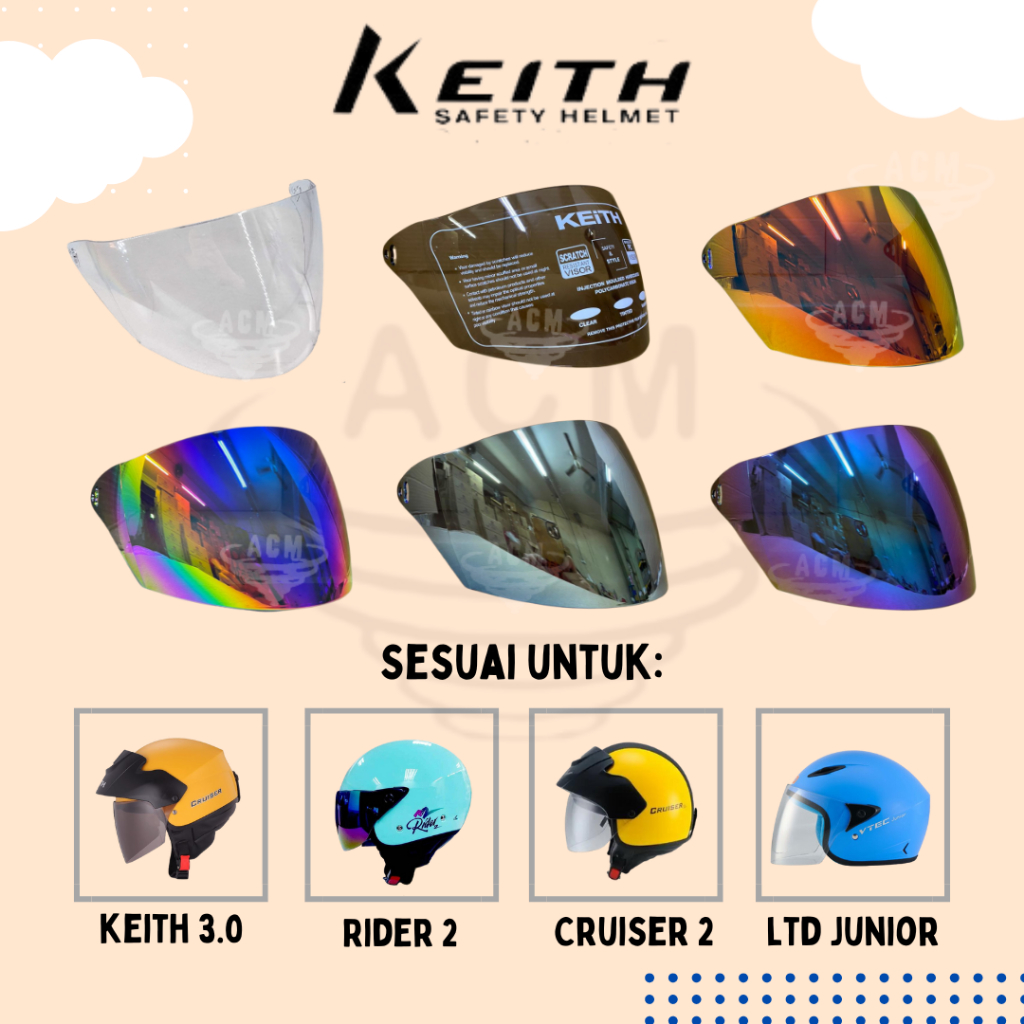 KEITH Visor Keith 3.0 Rider2 Cruiser 3 LTD Junior VTEC Kids Rider 2 Helmet Tinted Rainbow ...