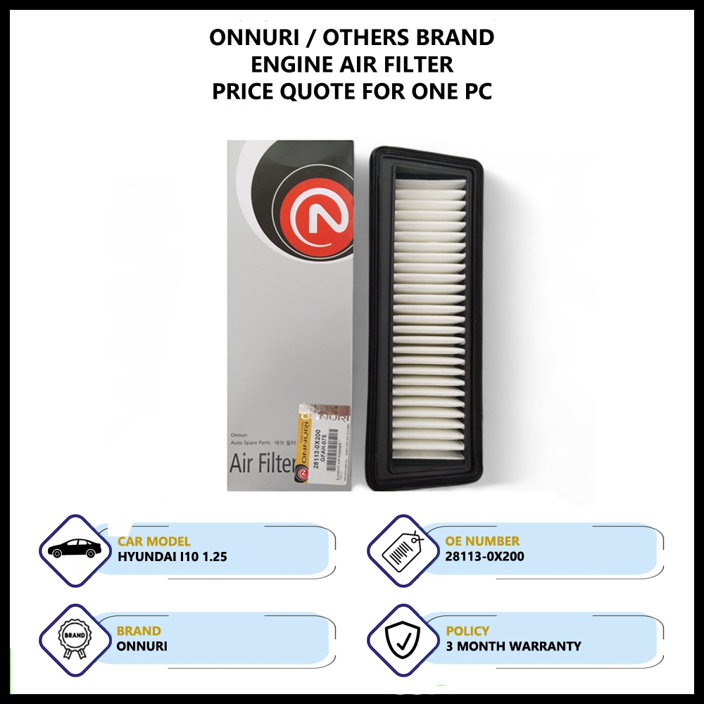 Hyundai I10 1.25 Korea Aftermarket Air Filter (28113-0X200) | Shopee ...