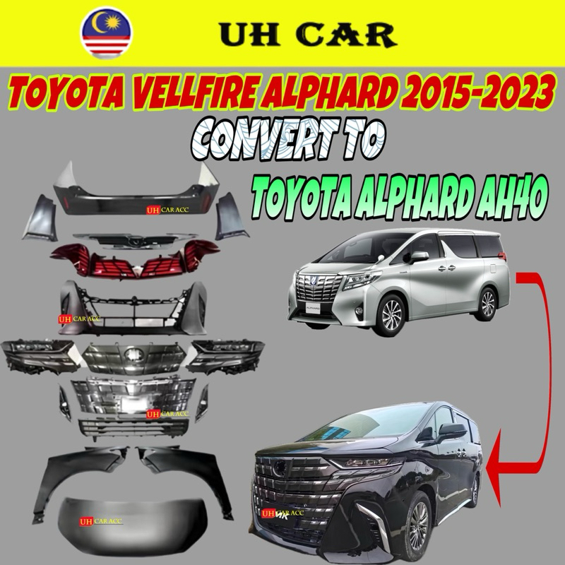 Toyota Vellfire Alphard 2015-2023 Convert To Alphard 2024 AH40 Bodykit ...