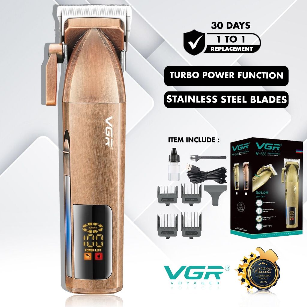 VGR V-688 Digital Display Professional Cordless Hair Electric Hair Cutter Machine Wireless Hair ...