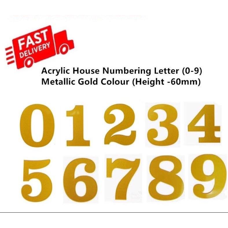 Gold Acrylic House Number Plate Door Wall Outdoor 60mm 80mm Double ...