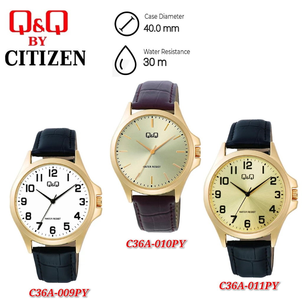 Q&Q Watch by Citizen C36A Men Analog Watch - Leather | Shopee Malaysia