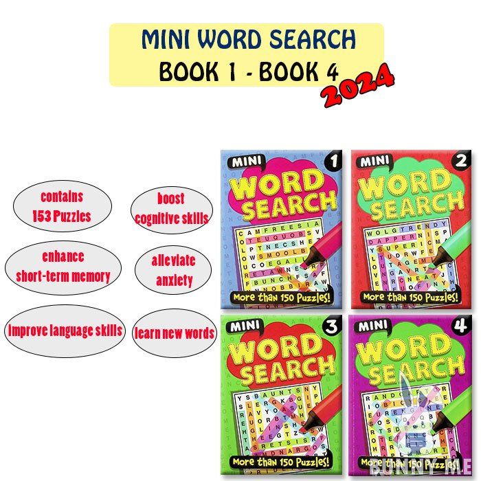 [BUNNY] Mini Word Search Book 1 - Book 4 (More than 150 Puzzles) - Mind ...