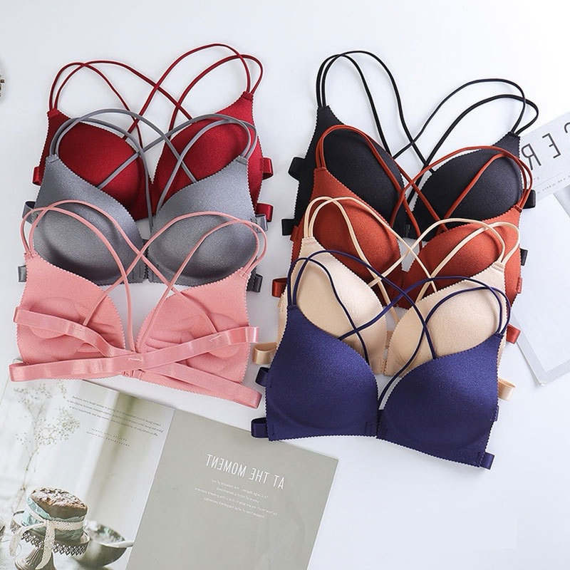 Cross-Border Front Buckle Back Shaping Bra Wireless Push up Underwear ...