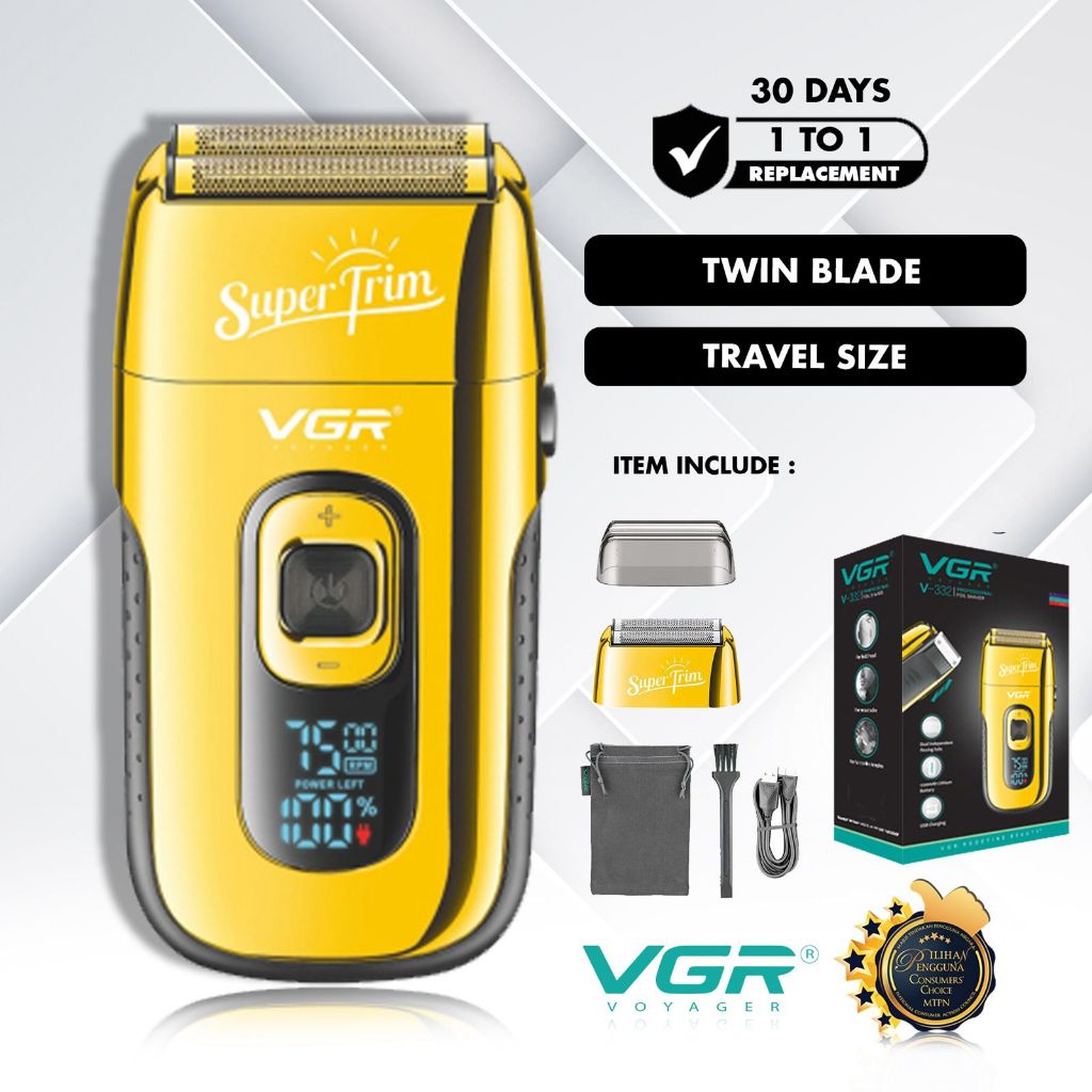 VGR V-332 Electric Razor Professional Beard Trimmer Reciprocating Shaving Machine Digital ...