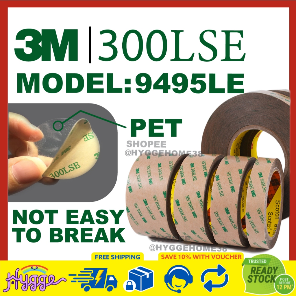 3M Thin Double Sided Tape 300LSE Transparent Adhesive PET 9495LE Low Surface Energy Plastics ...