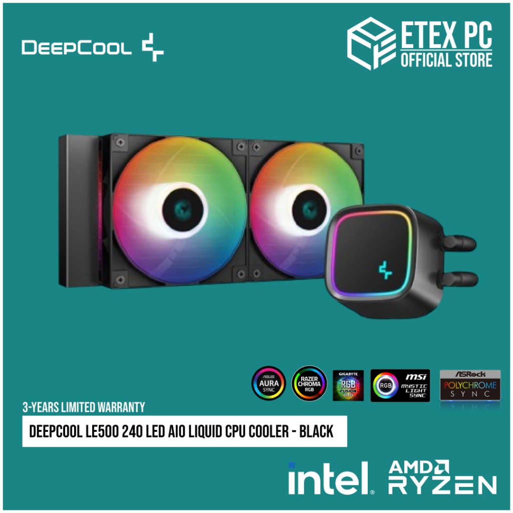 DeepCool LE500 240 LED AIO Liquid CPU Cooler - Black # R-LE500-BKLNMC-G ...