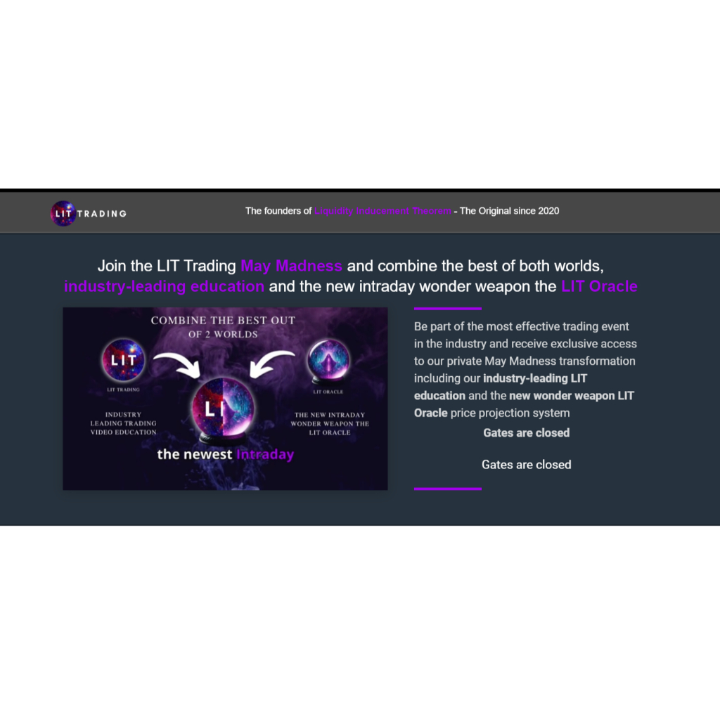 LIT Trading May Madness Transformation ( Inc LIT education & Oracle ...