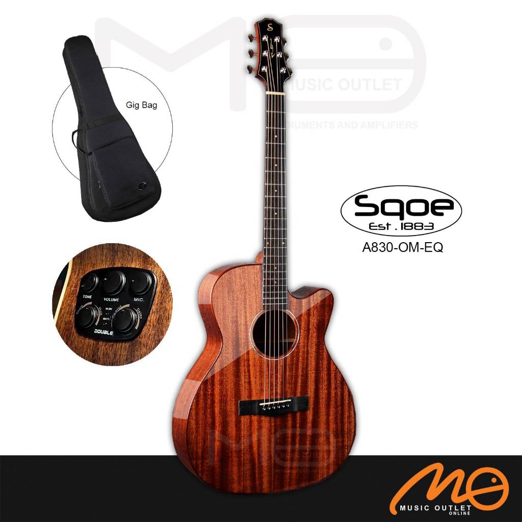 SQOE A830-OM-EQ SOLID TOP ACOUSTIC GUITAR (MAHOGANY GLOSS) | Shopee Malaysia