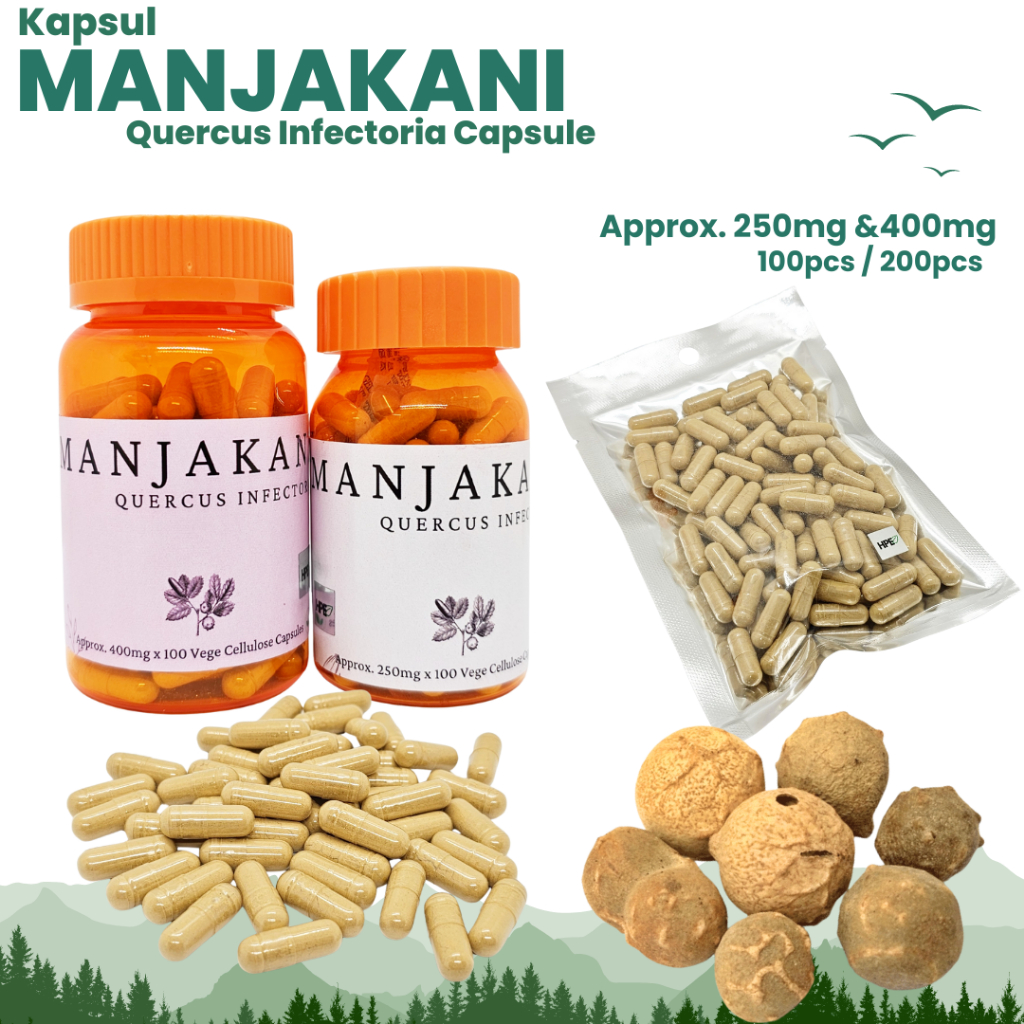 Kapsul Manjakani Asli (50pcs / 100pcs ) Pure Serbuk Manjakani Capsule ...