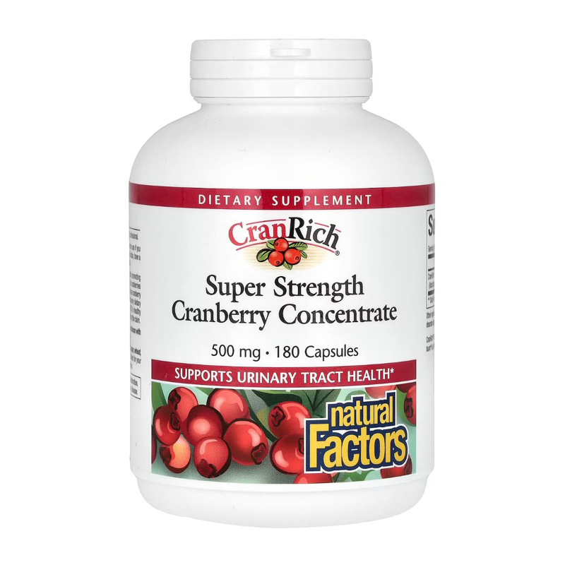 Natural Factor CranRich, Super Strength, Cranberry Concentrate, 500 mg, 180 Capsules | Shopee ...