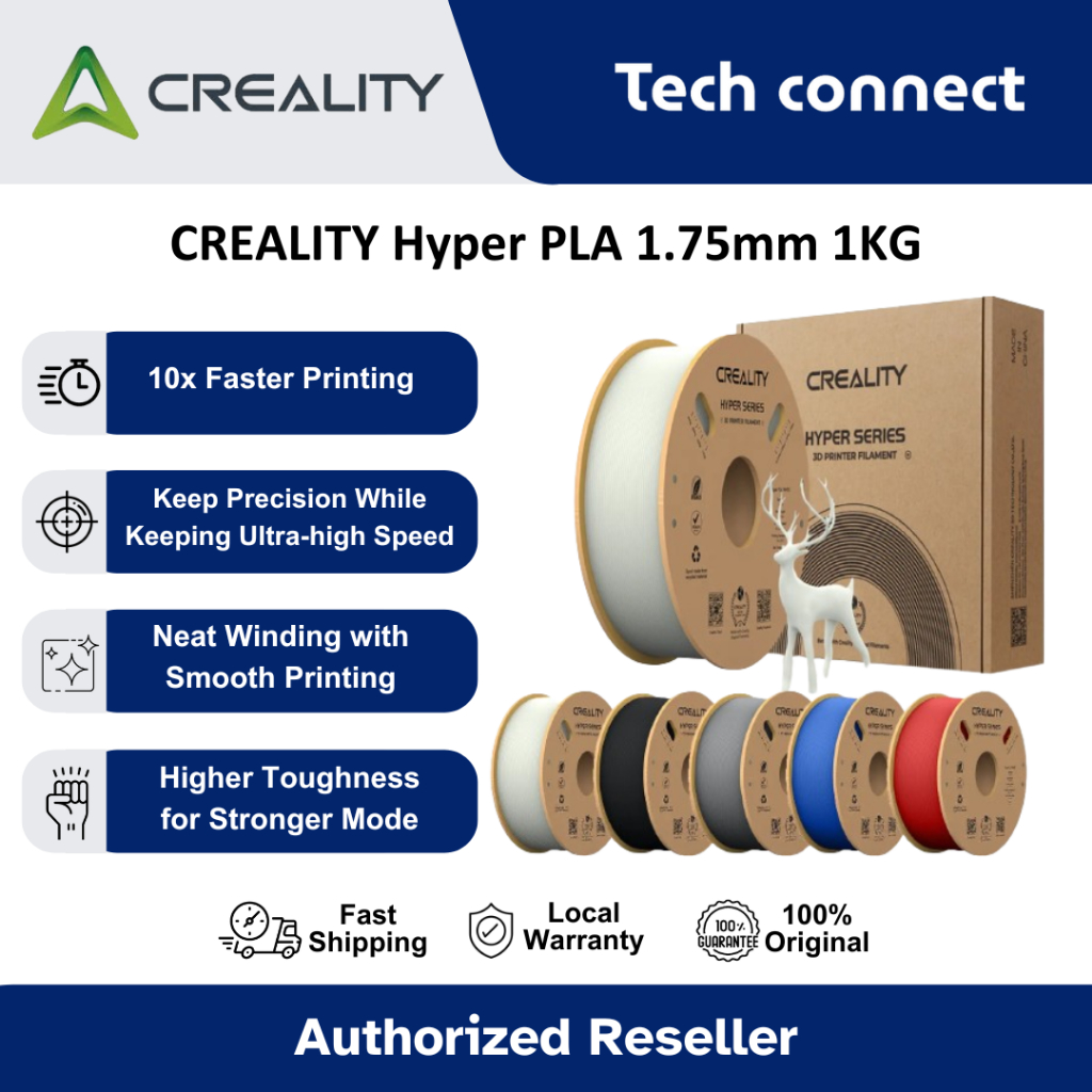 Creality Hyper PLA Filament 1.75mm 1KG Black/White/Red/Blue/Orange ...
