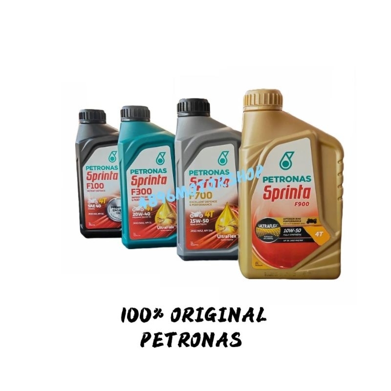 100% ORIGINAL PETRONAS SPRINTA F100 SAE 40 F900 SEMI FULLY SYNTHETIC 4T ENGINE OIL MINYAK HITAM ...
