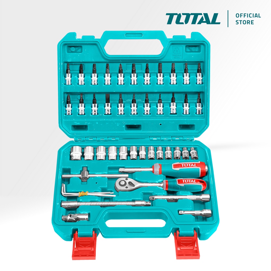 TOTAL Socket Set w/ Ratchet Wrench Handle (46 Pcs, 72T, 1/4 ...