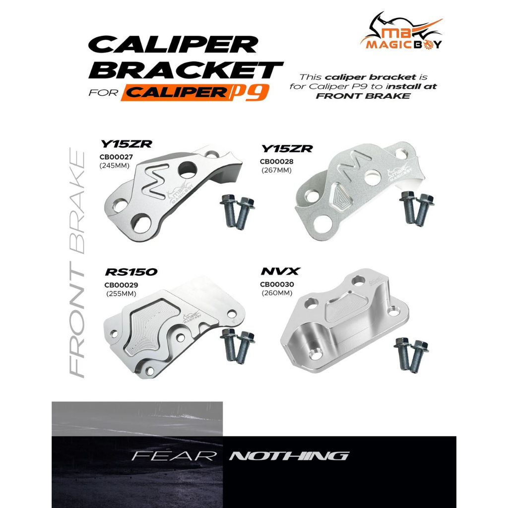 MAGIC BOY FRONT CALIPER BRACKET ( 4POT ) P9 POWER TO THE STOP CALIPER ...