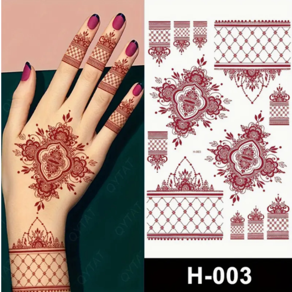 Sticker Inai Instant Pengantin Tunang Nikah Henna Tattoo Sticker ...