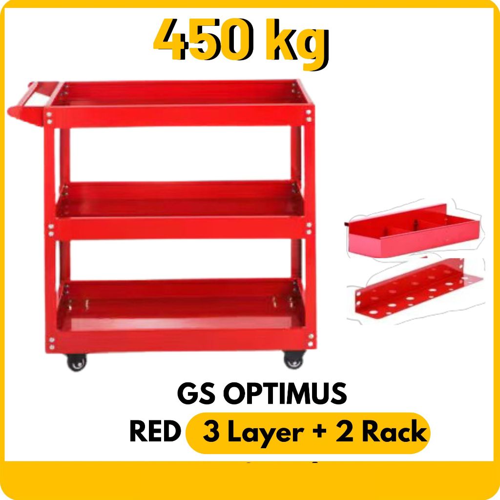 450kg Heavy Duty 3 Layers Service Cart Metal Steel Tool Cart Trolley ...