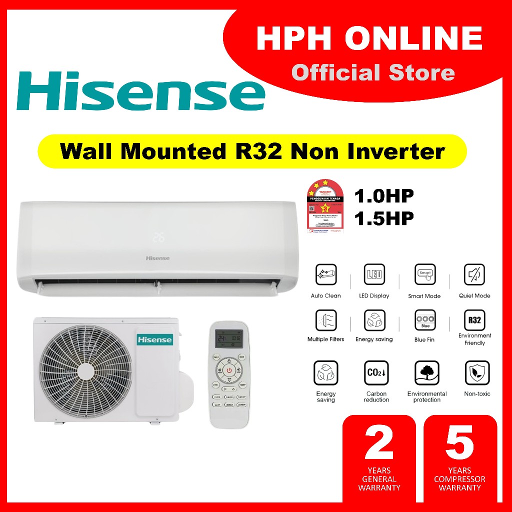 [FREE SHIPPING] Hisense R32 Non-Inverter Air Conditioner (1HP / 1.5HP ...