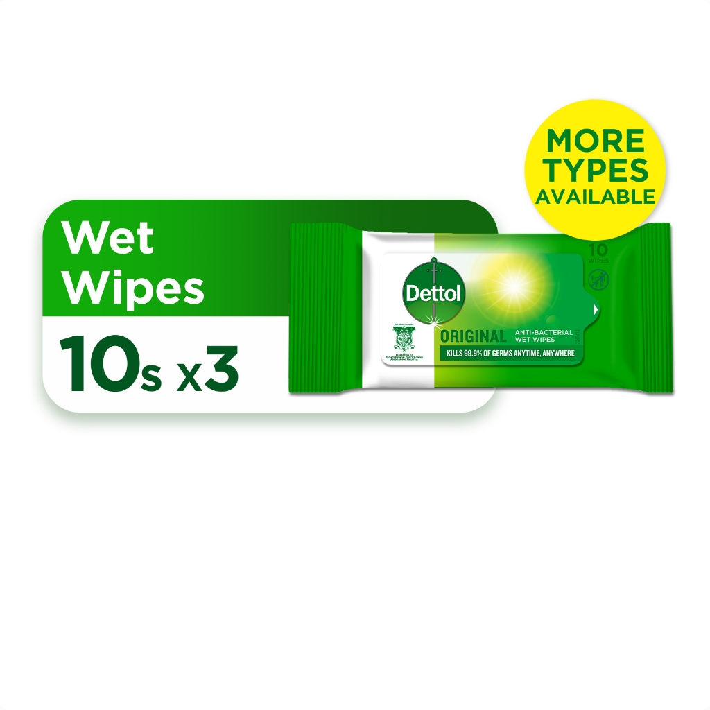 Dettol Antibacterial Wet Wipes/Wet Tissue(Original/Sensitive) 10sx3 ...