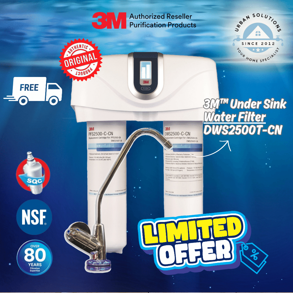 3M™ DWS2500T-CN/ Drinking Water Filter/ Direct Drinking Water/ 3M Under Sink Water Filter ...