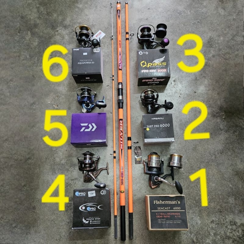 set pancing pantai joran Lineaeffe sliver sand 14kaki + mesin long cast ...