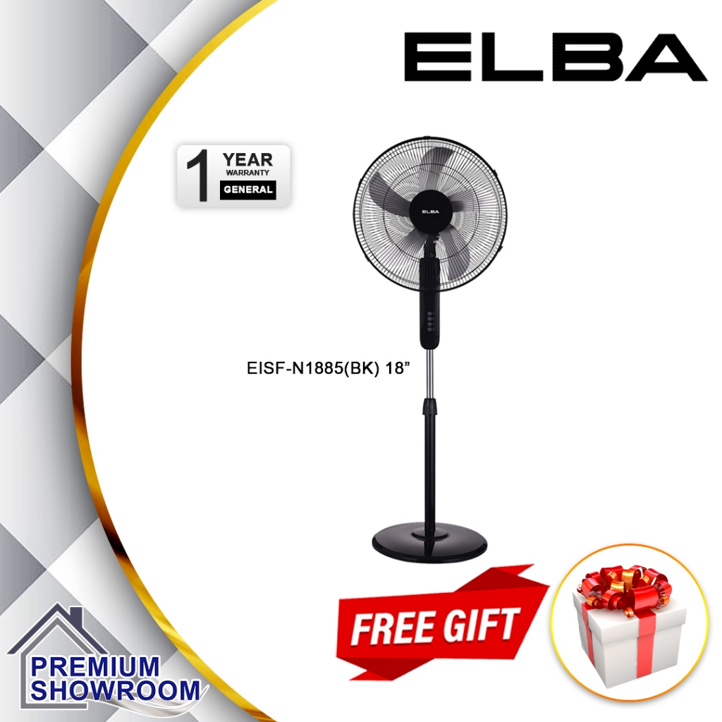ELBA 18" High Velocity Stand Fan / 5 Aluminum Blades (BLACK) EISF-N1885 ...