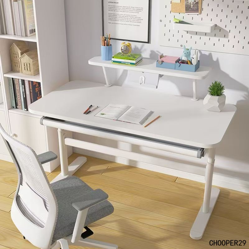 Solid wood children's study desk adjustable height desk student writing ...