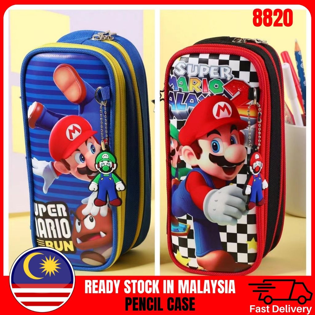 8820 / Boy Kids Pencil Case Mario Bros Go Cart Design / Kotak Pensel ...