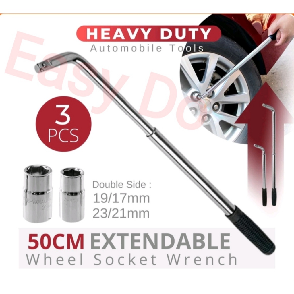 3PCS Tyre Wrench Telescoping Lug Wrench Spanner Lug Wheel Wrench with ...
