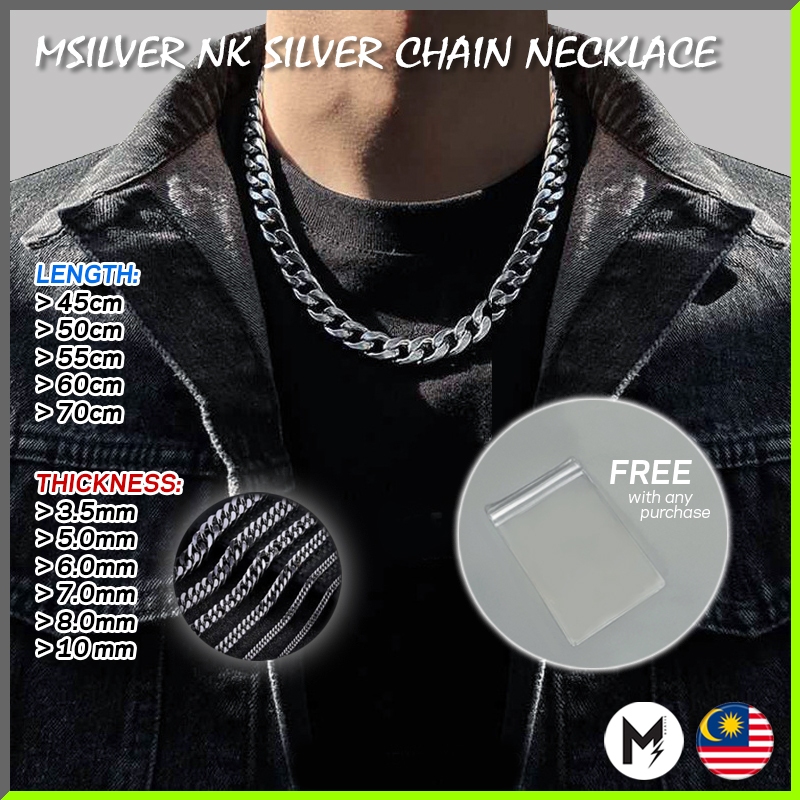 M.Silver Official NK Chain Men Necklace Man Silver Jewelry Fashion ...