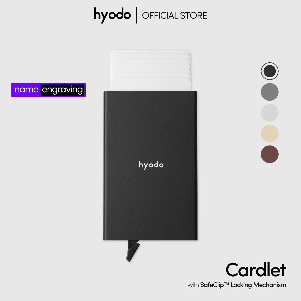 hyodo Cardlet, Black, with SafeClip™ (Smart Card Wallet Holder, For Man ...