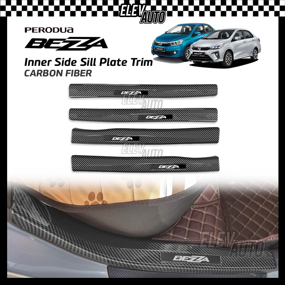 Perodua Bezza CARBON FIBER Stainless Steel Inner Side Sill Plate Trim ...