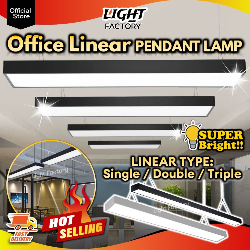 Office Pendant Light 4FT LED T8 Linear Light Casing Kalimantang Tube Fitting Ceiling Wall ...