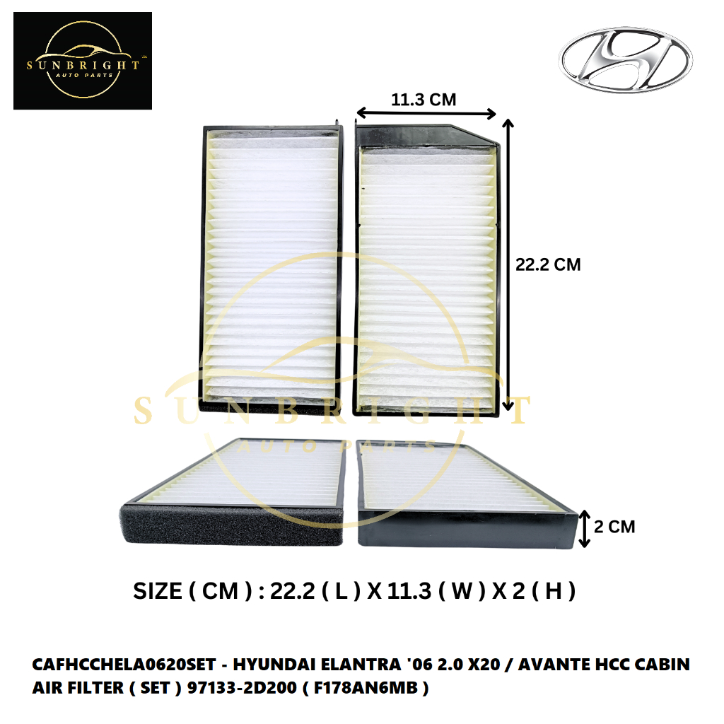 HYUNDAI ELANTRA '06 2.0 X20 / AVANTE HCC CABIN AIR FILTER ( SET ) 97133 ...