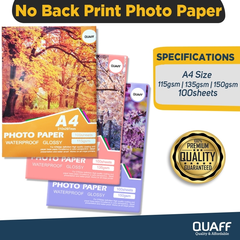 QUAFF Photo Paper Tree Type A4 No backprint 115GSM (100 sheets per pack ...