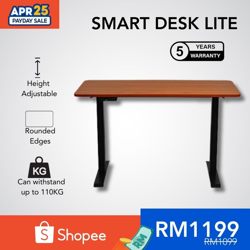 EVIS Smart Desk Lite Height Adjustable Office Desk with Curved Edges ...