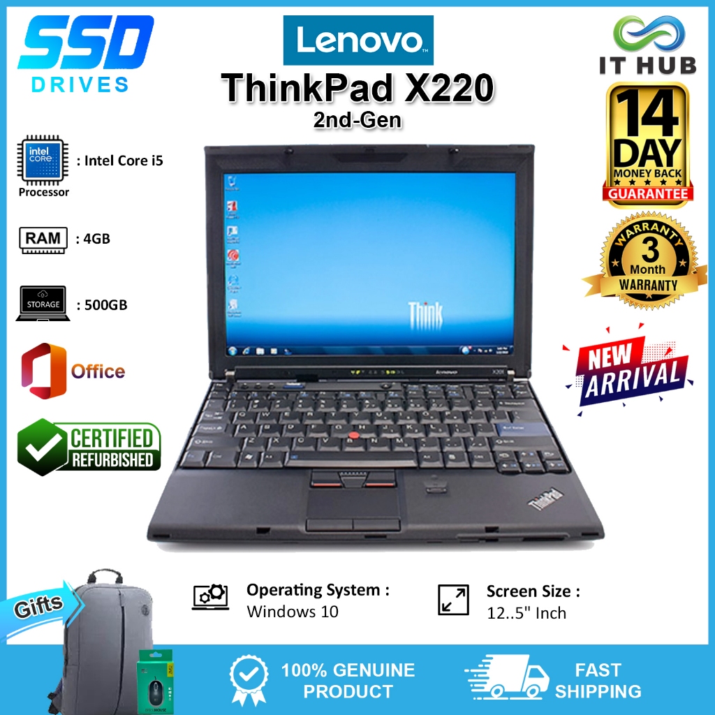 Lenovo ThinkPad X220-Core i3-2ndGen-Windows 10-12.5"in display-Wifi ...