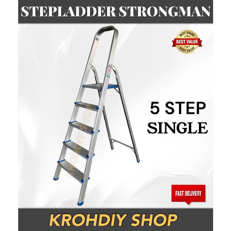 5 STEP ALUMINIUM STEPLADDER STRONGMAN (10004364) | Shopee Malaysia