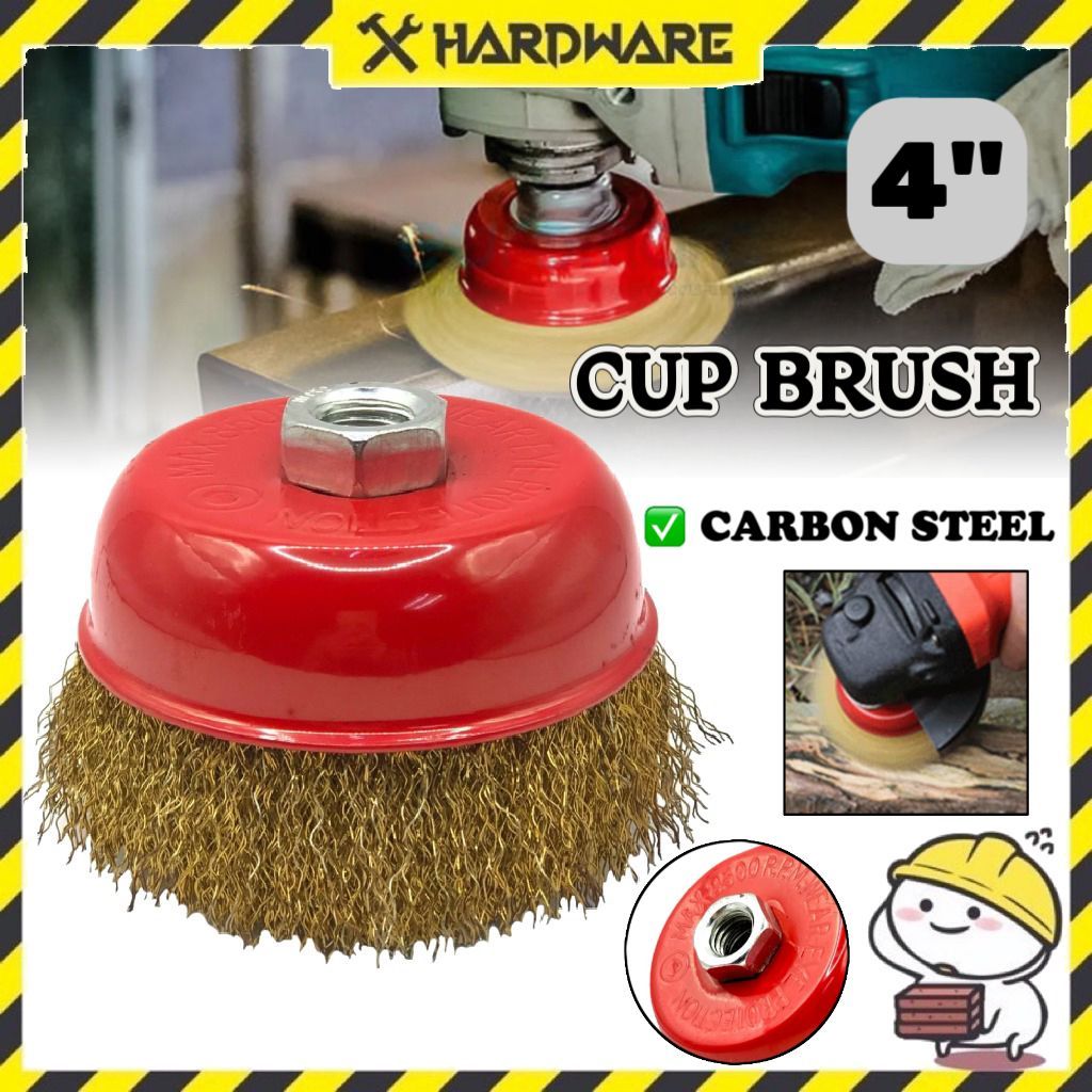 CUP BRUSH 4" CARBON STEEL BRASS CUP BRUSH/BIG CUP BRUSH WIRE WHEEL ...