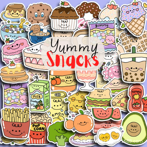 40pcs Yummy Snacks Stickers Foodie Stickers Decoration Journal Sticker ...