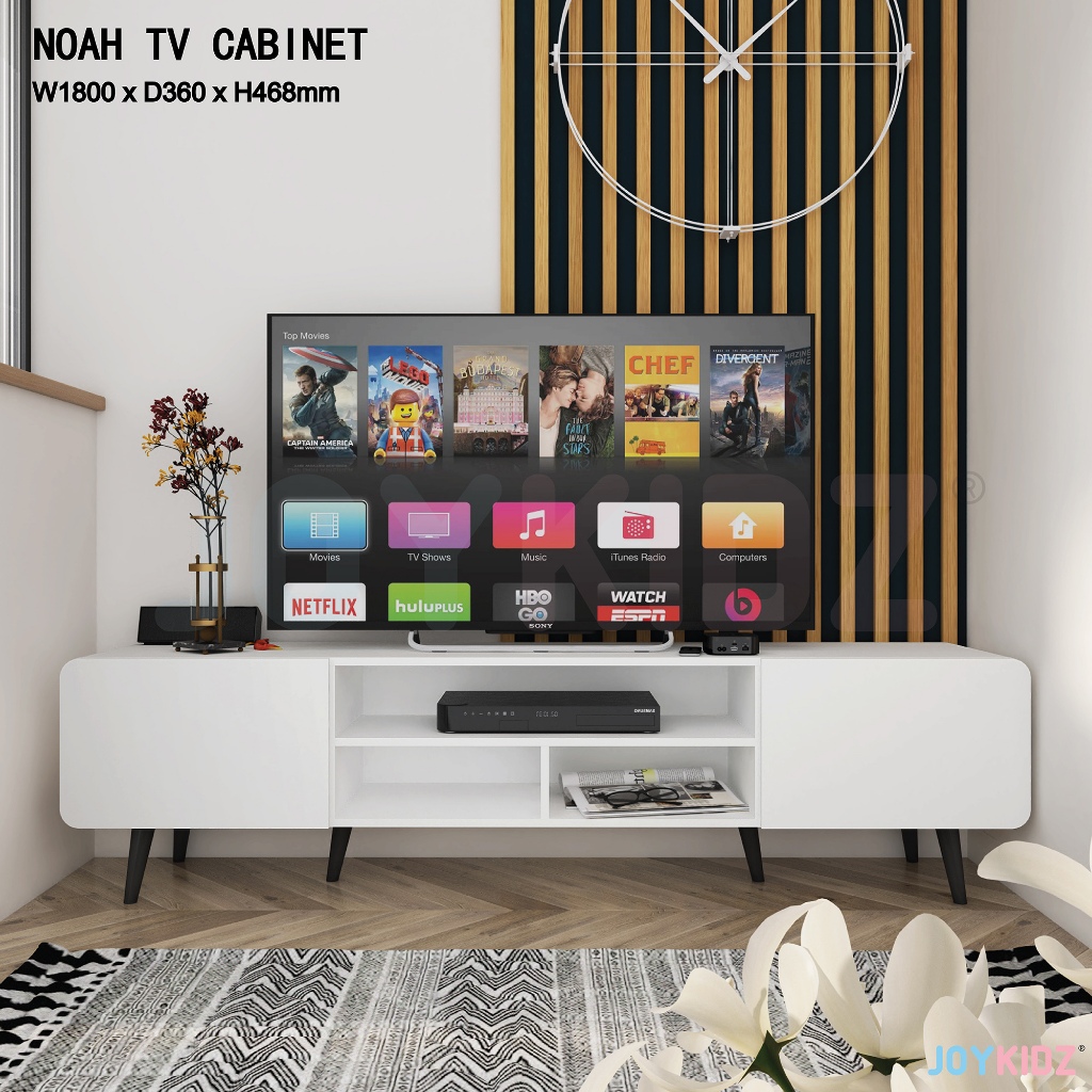 Joy KidZ Noah Modern 6 Feet Tv Cabinet, Kabinet Tv, 65 Inch Tv | Shopee ...