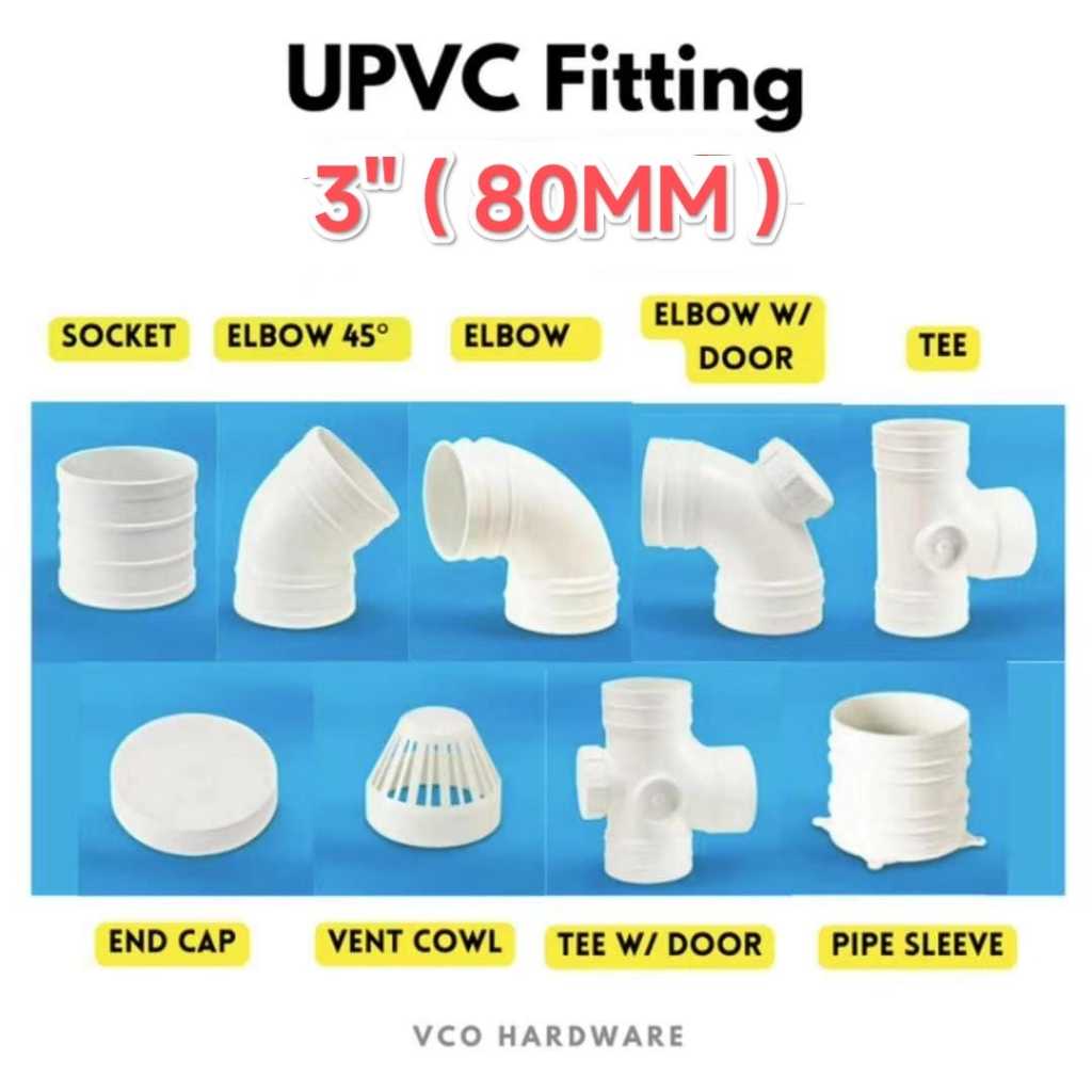 UPVC Pipe Fittings White 80mm 3" UPVC Pipe Connector UPVC Elbow 80mm 3 ...