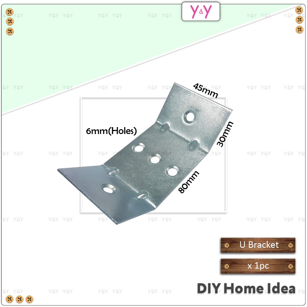 Y&Y Eco 45mm x 30mm x 80mm Furniture Corner Bracket / U Bracket / L ...
