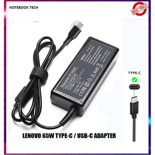 LENOVO 65W THINKPAD YOGA CHARGER USB-C / TYPE-C 20V 3.25A AC POWER ADAPTER E480 E485 L390 E490 ...