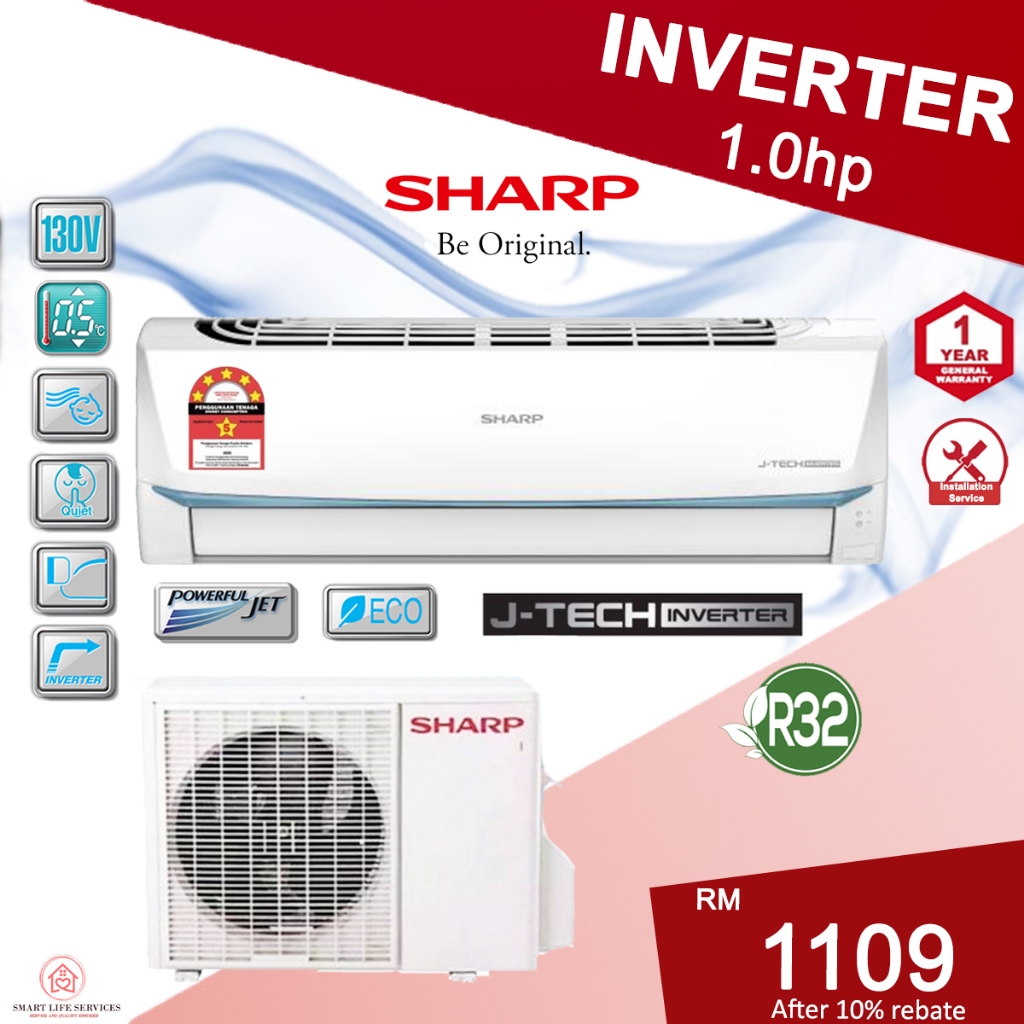 【LOWEST PRICE】Sharp 1HP 1.5HP 2HP &2.5HP J-Tech Inverter Aircond ...