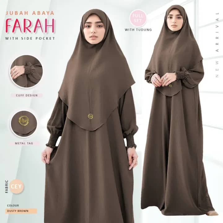 New Season Arrival Jubah Abaya Farah Free Size With Tudung Sarung (Full Set) CEY Plain by AL ...