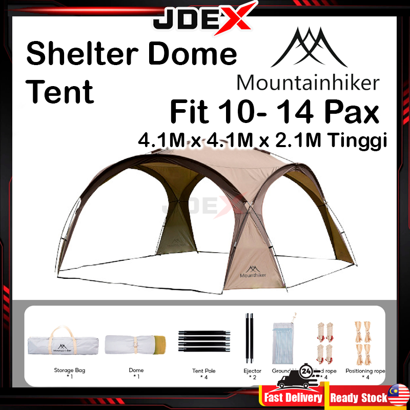JDEX Mountainhiker Shelter Dome Tent Waterproof Flysheet dome waterproof muat 10 - 14 orang ...