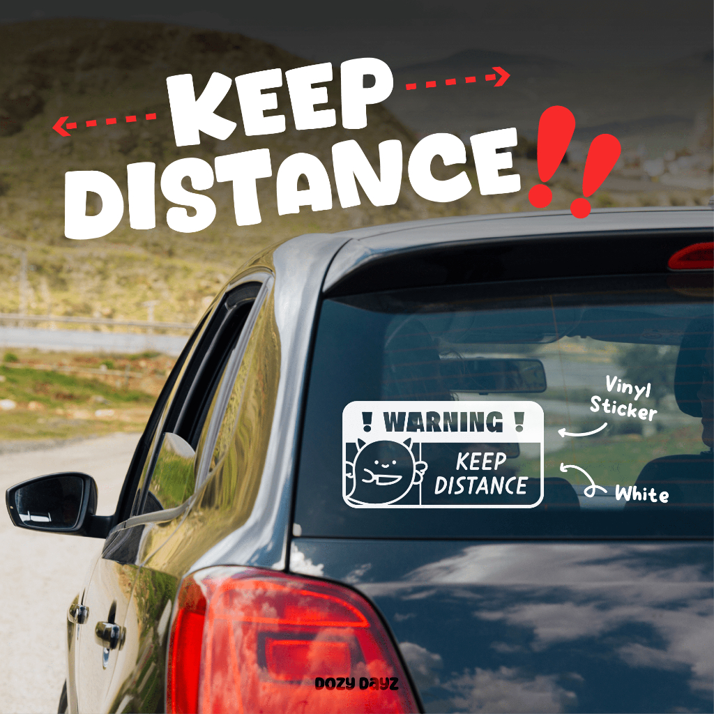 DOZY DAYZ Keep Distance Vinyl Sticker | Ghosties | Cute & Funny Car ...