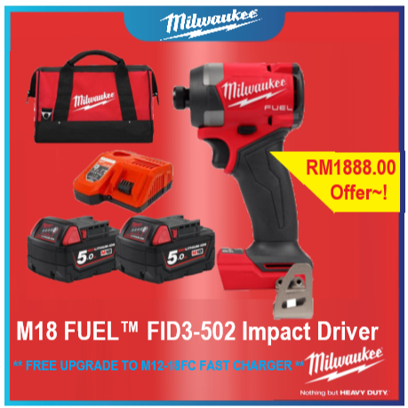 Milwaukee M18 FID3 Fuel 1/4" Hex Impact Driver 226NM GEN4 / Brushless ...