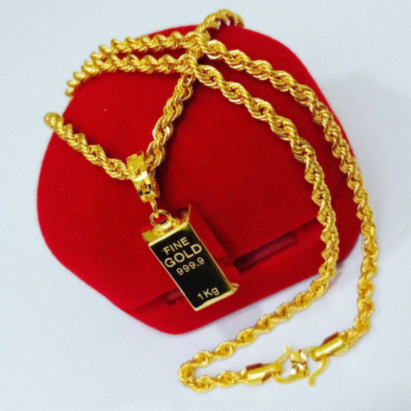 rantai leher pintal loket gold bar emas 916 | Shopee Malaysia